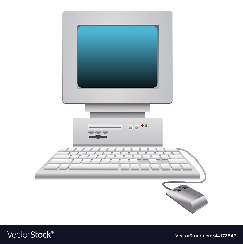 Old vintage personal computer isolated Royalty Free Vector