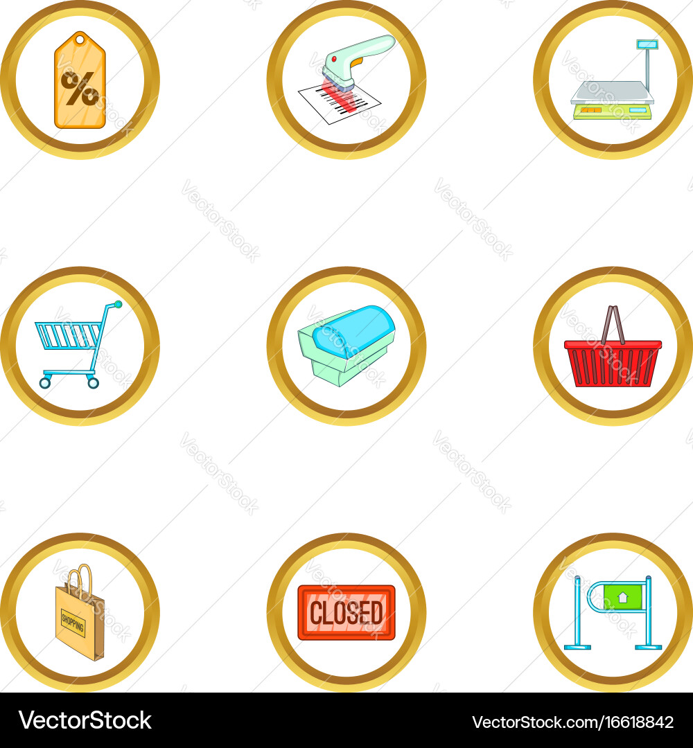 Purchase icons set cartoon style Royalty Free Vector Image