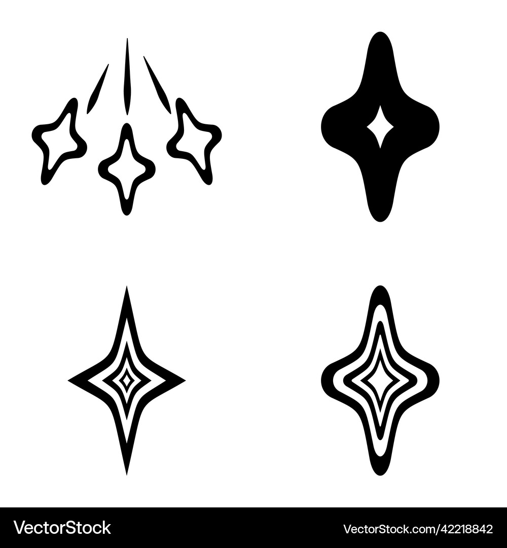 Rhombic star3 flat icon set isolated on white Vector Image