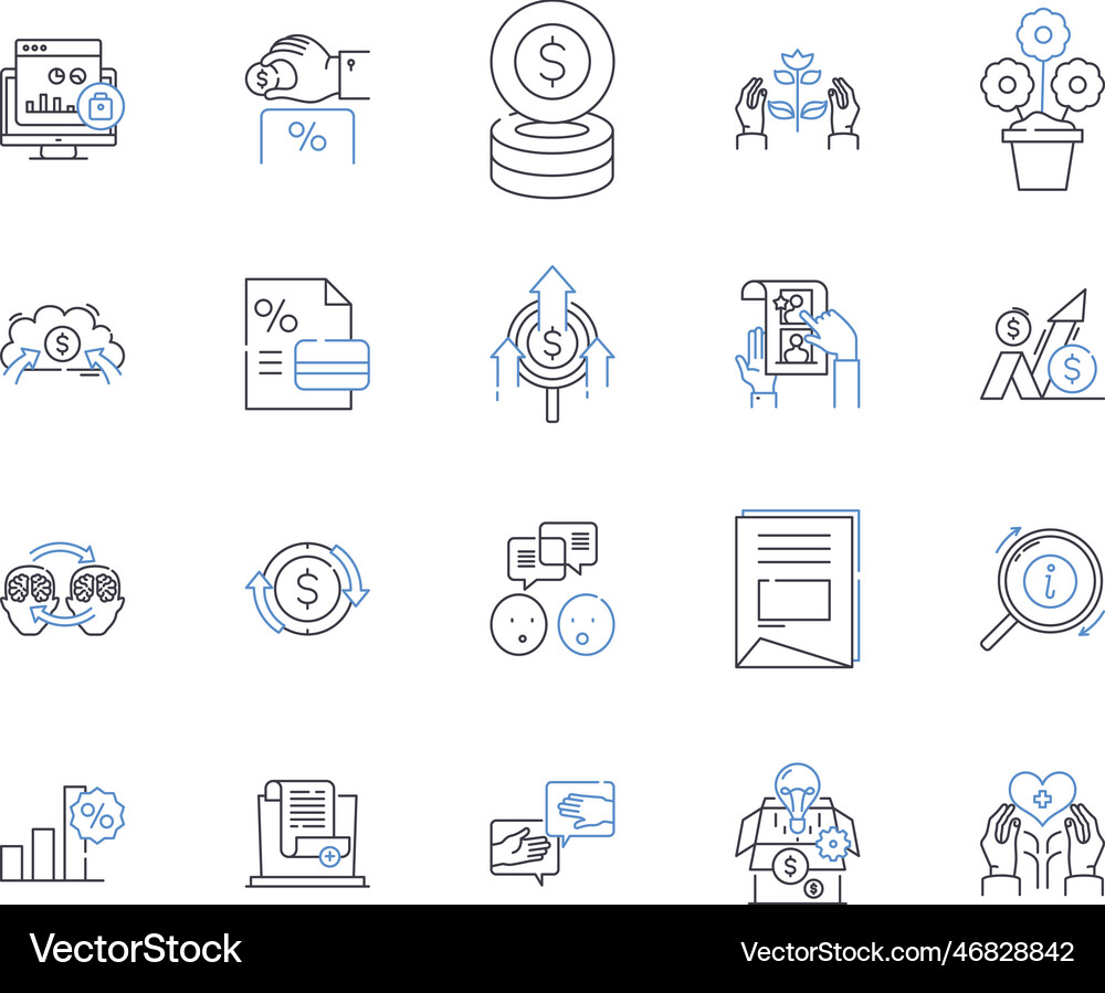 Survey and explore line icons collection discover Vector Image