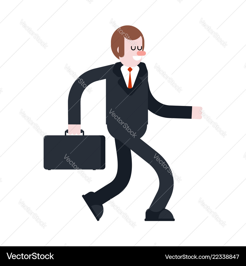 Businessman walking isolated manager with case Vector Image