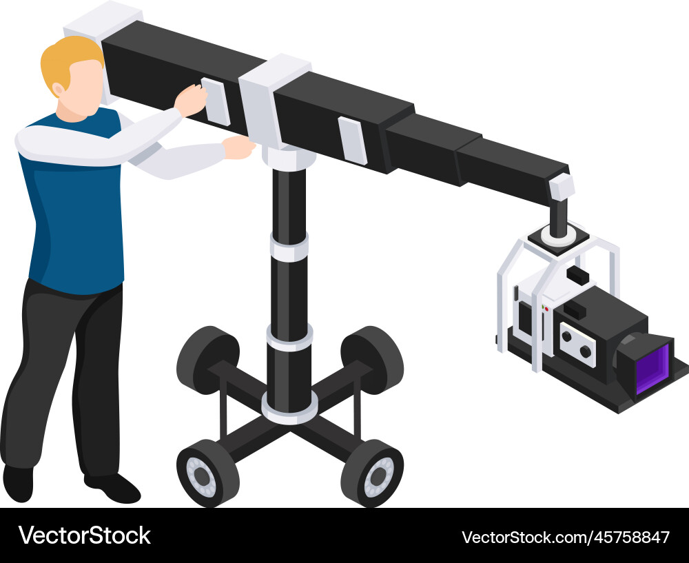 Camera stand operator composition Royalty Free Vector Image