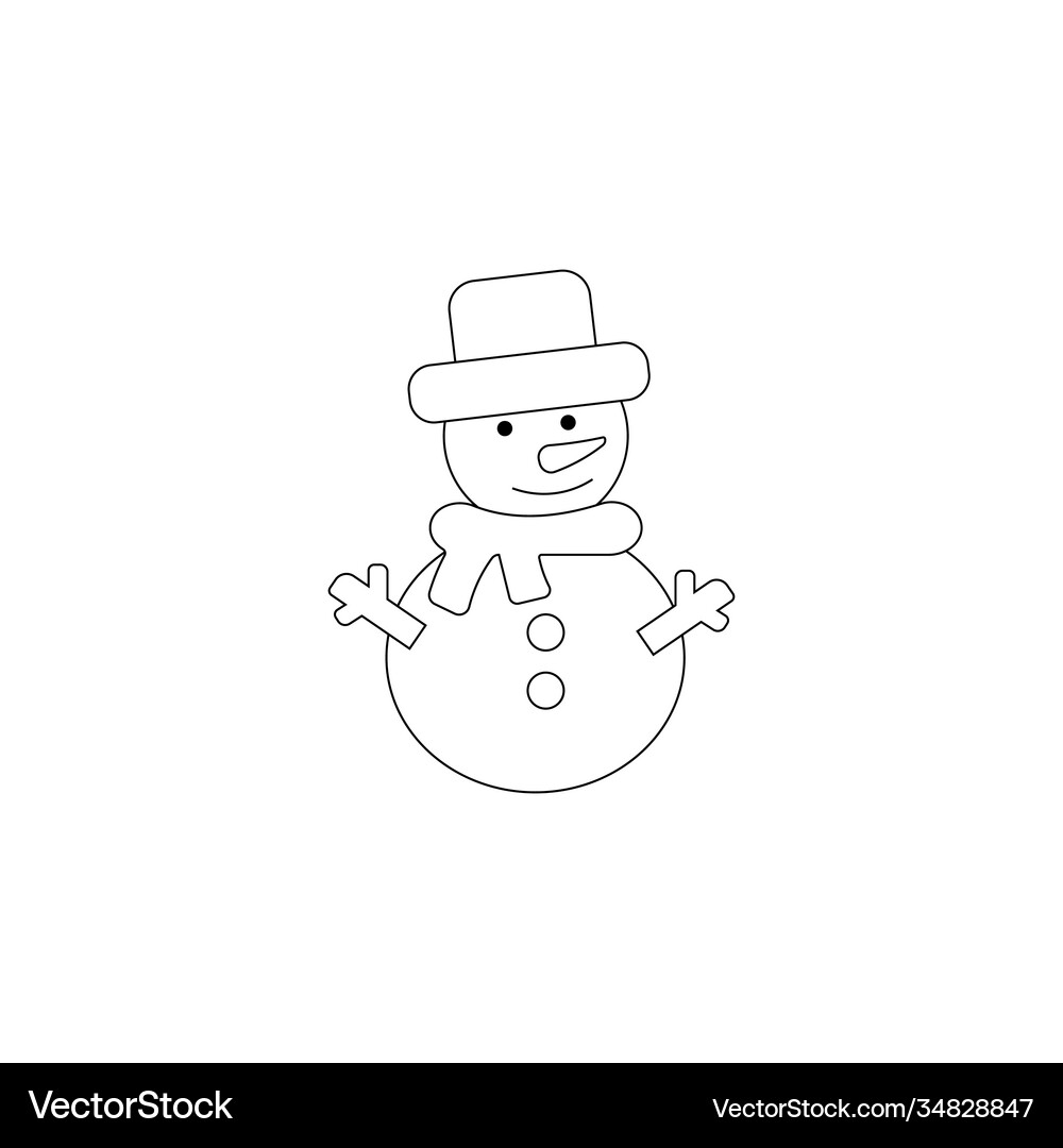 Cartoon outline snowman Royalty Free Vector Image