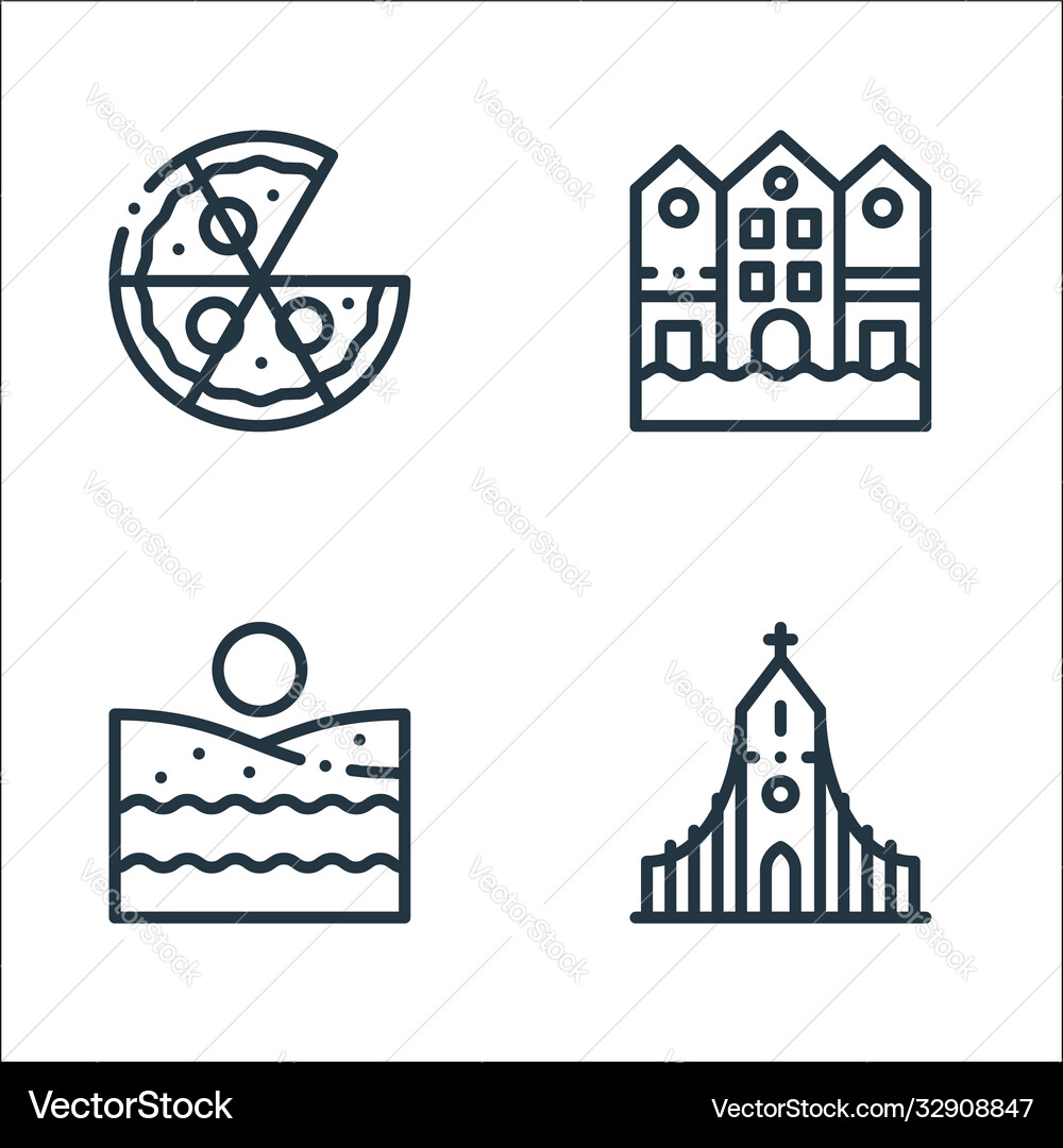Europe line icons linear set quality Royalty Free Vector