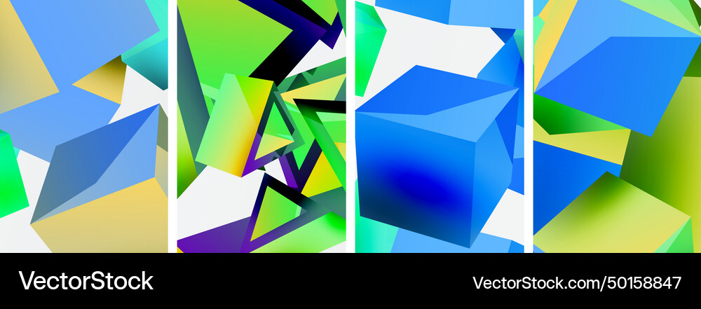 Flying 3d shapes cubes and other geometric Vector Image