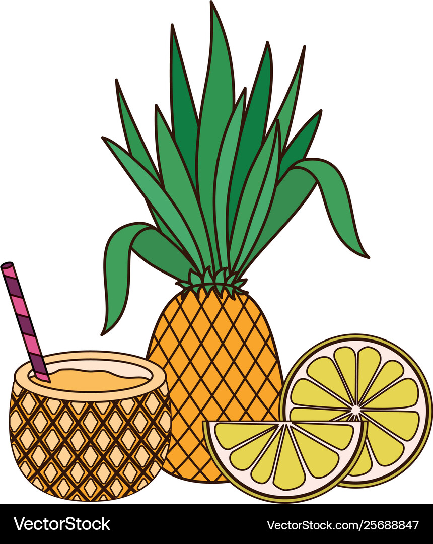 Pineapple cocktail for summer on white background Vector Image