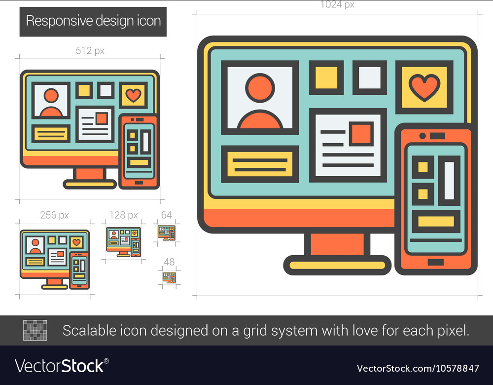 Responsive design line icon Royalty Free Vector Image Responsive design line icon Royalty Free Vector Image