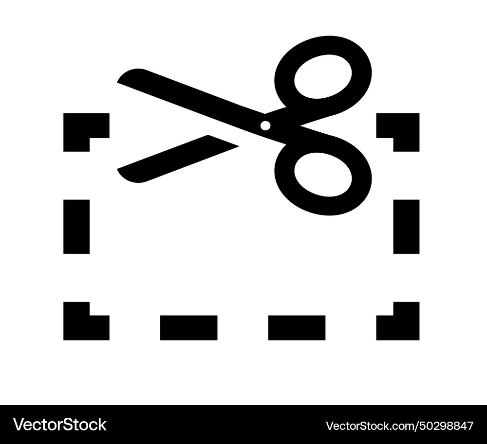 Scissor icon with cut here dotted lines Royalty Free Vector