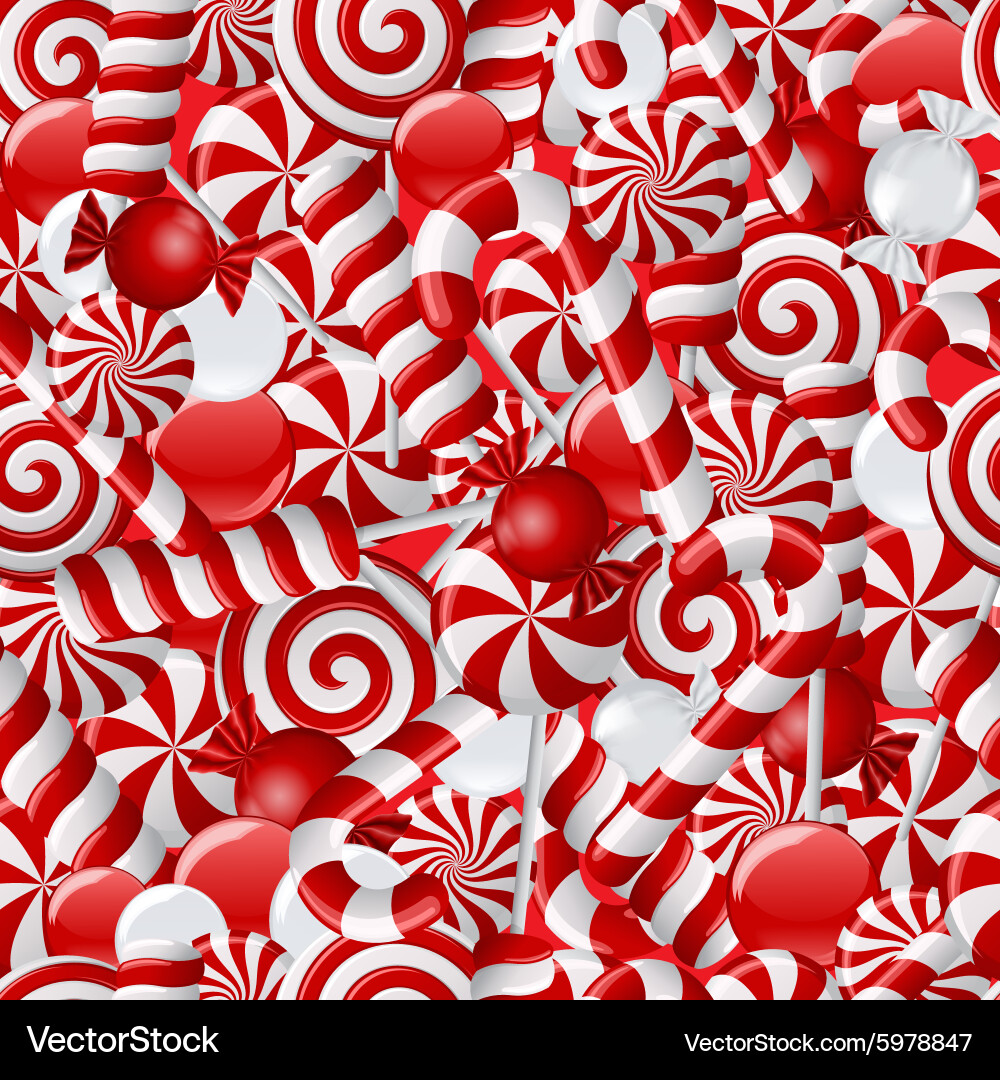 Seamless background with red and white candies Vector Image