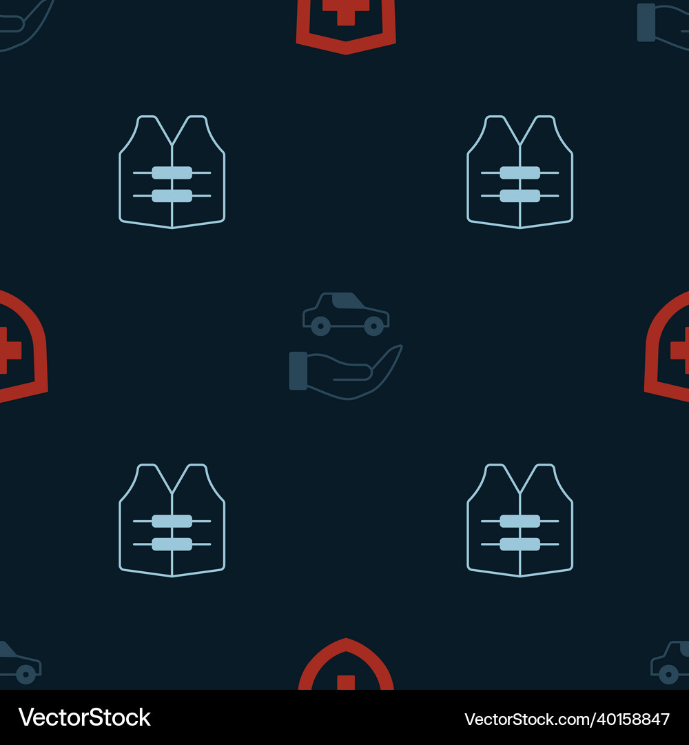 Set life insurance with shield car and jacket Vector Image