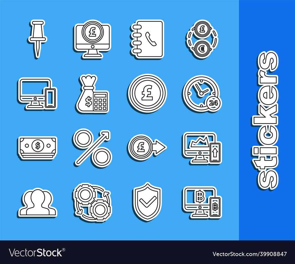 Set line computer monitor with mobile phone Vector Image Set line computer monitor with mobile phone Vector Image