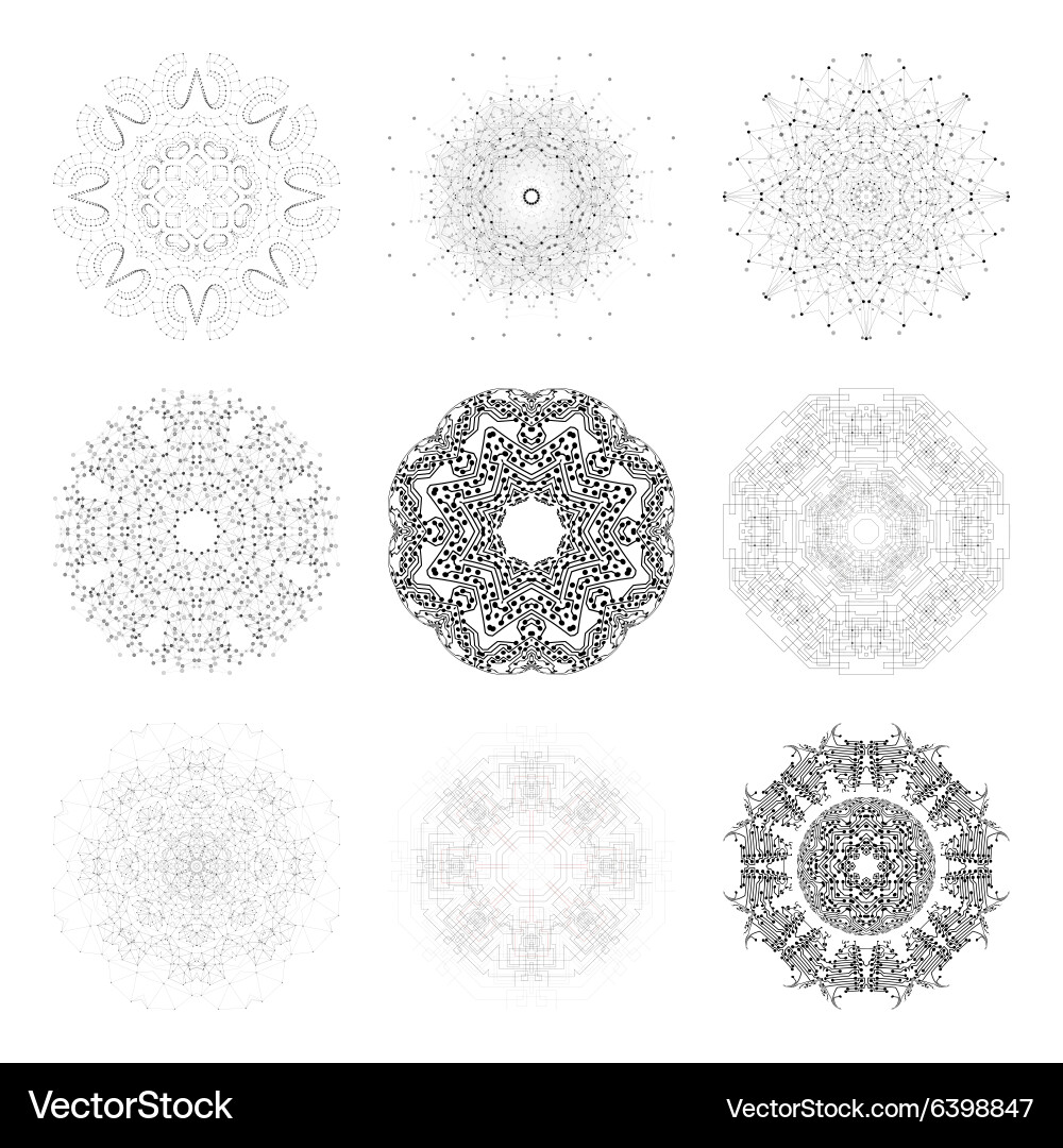 Set of round shapes technical Royalty Free Vector Image