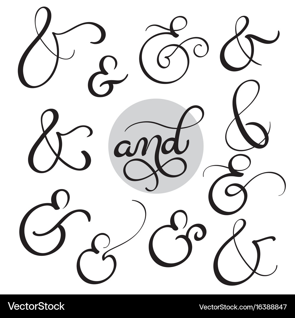 Set vintage sign and on white background Vector Image