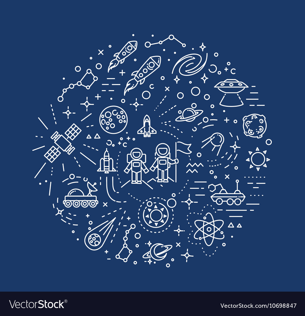 Space concept flat design Royalty Free Vector Image