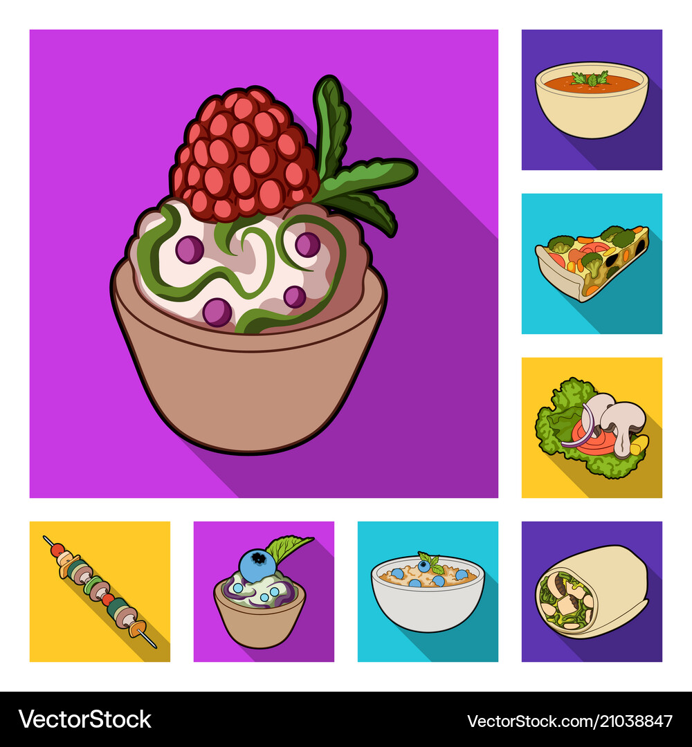 Vegetarian dish flat icons in set collection Vector Image