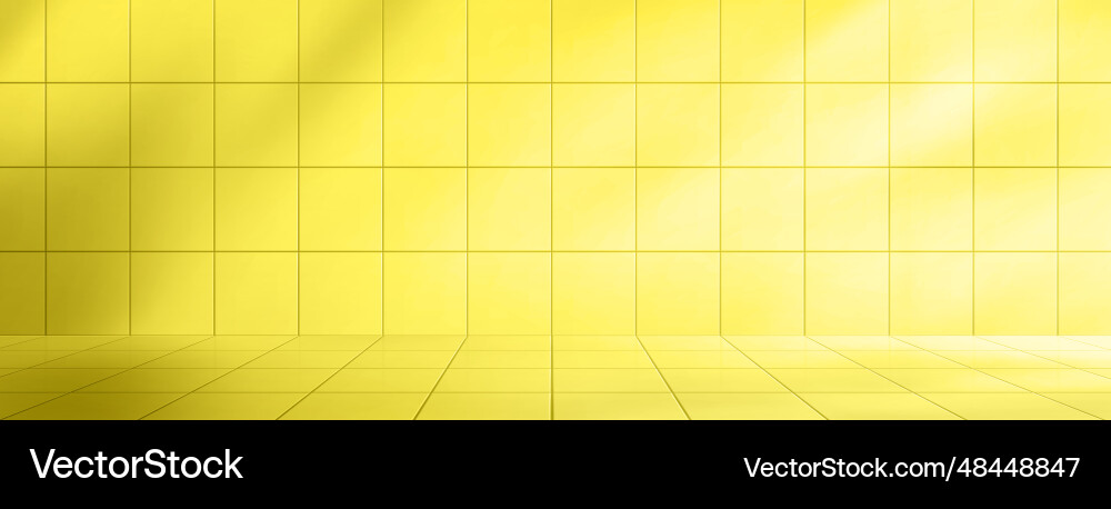 Yellow ceramic tile on bathroom wall and floor Vector Image