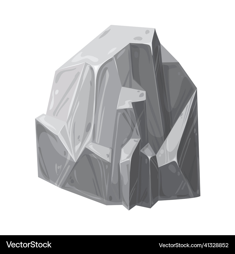 Cartoon grey stone or rock isolated on white Vector Image