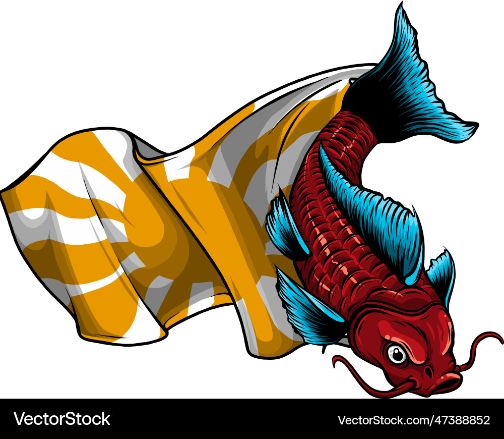 Colored draw of carp fish Royalty Free Vector Image