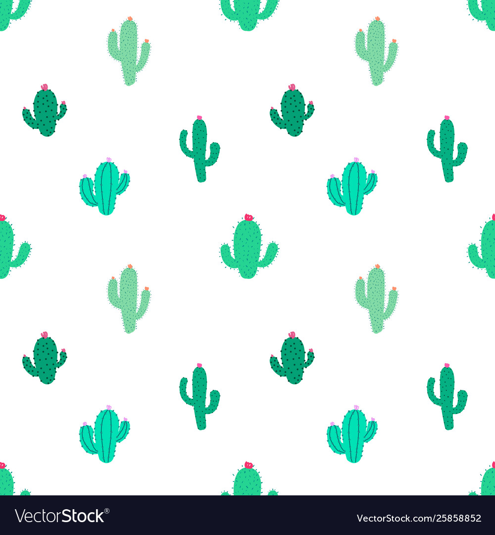 Cute seamless cactus pattern background Royalty Free Vector