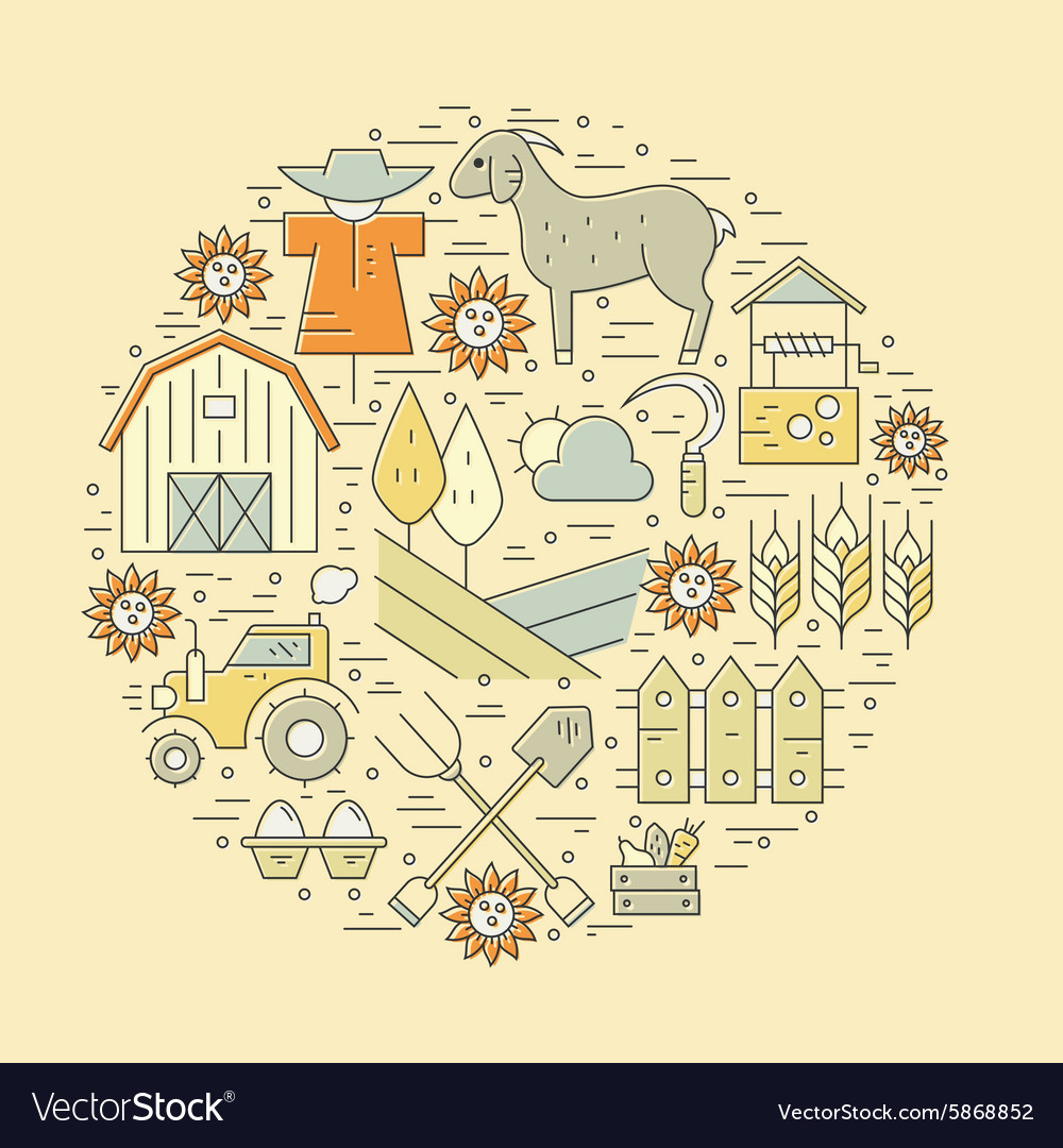 Farming circle concept Royalty Free Vector Image