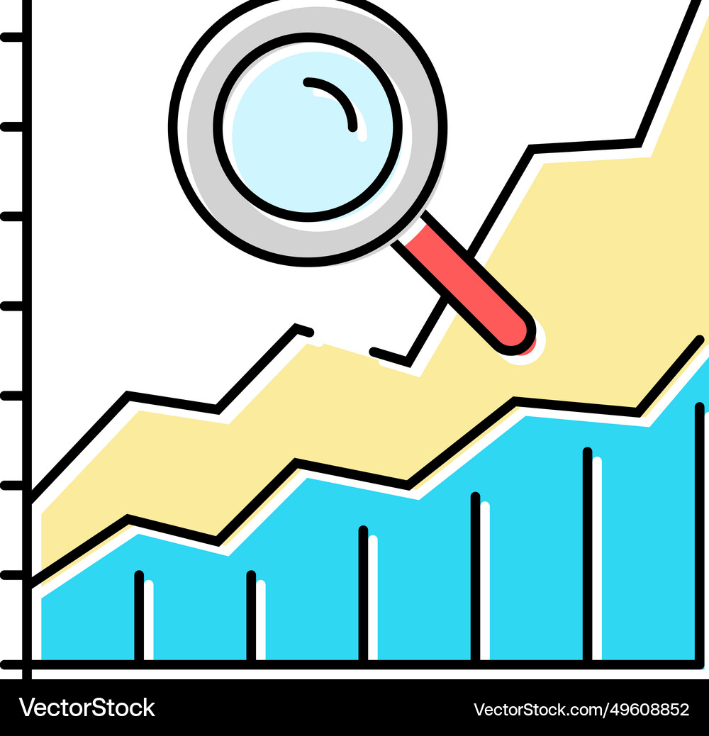 Graph search magnifying glass color icon Vector Image