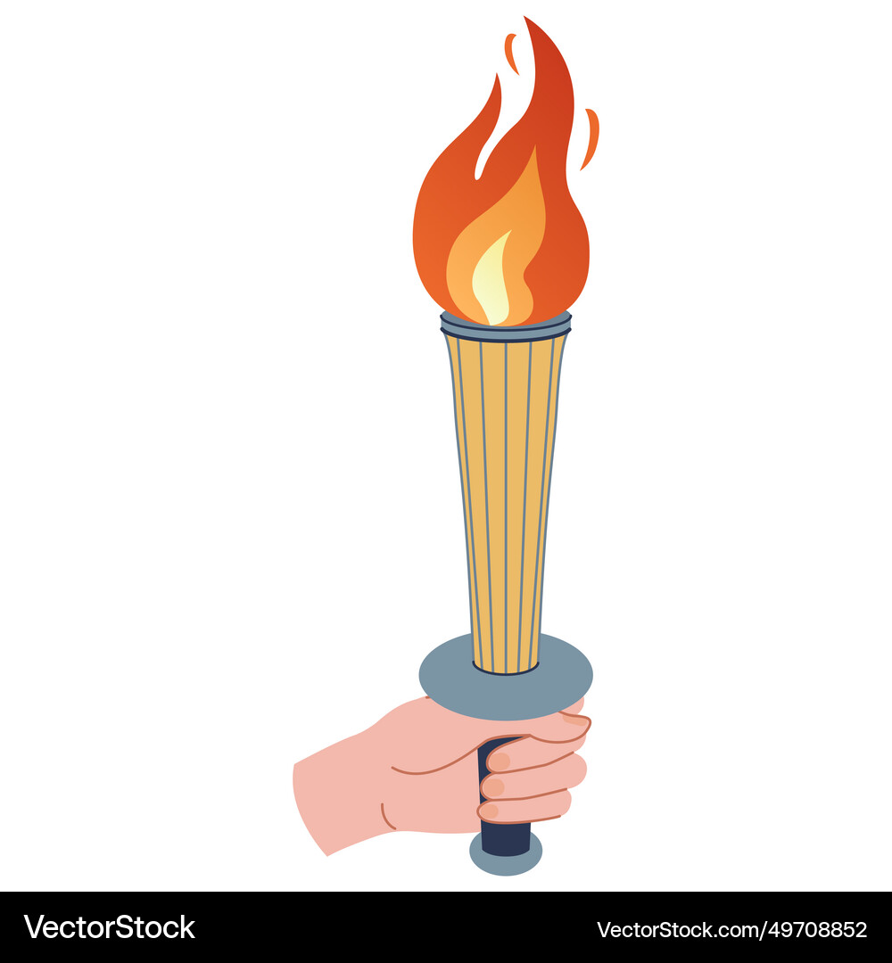 Hand holding a torch sport symbol flat Royalty Free Vector