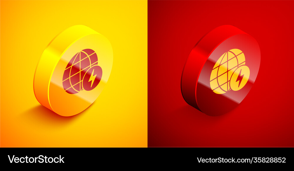 Isometric global energy power planet with flash Vector Image