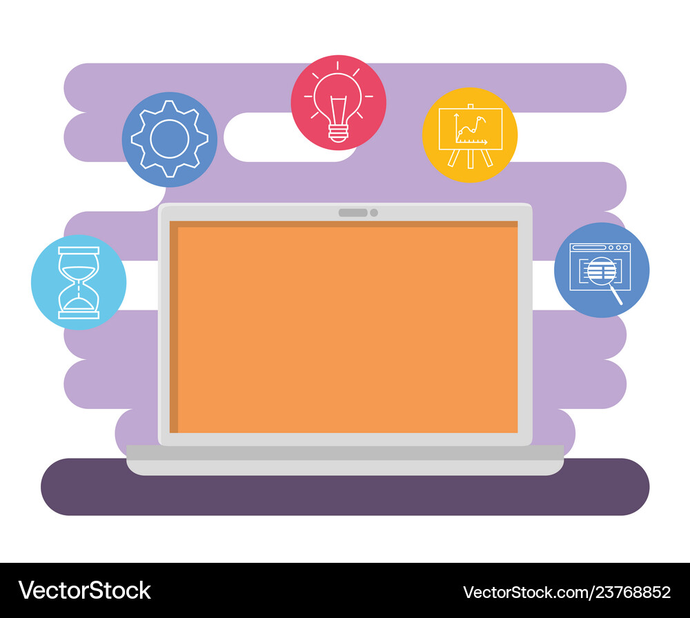Laptop technology report and business strategy Vector Image
