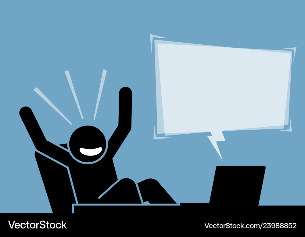 Man feeling excited and happy after seeing Vector Image