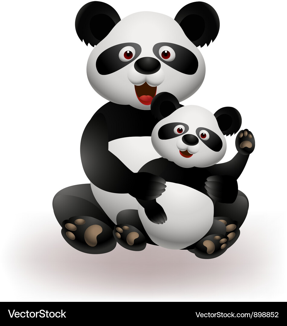 Mother and baby panda Royalty Free Vector Image
