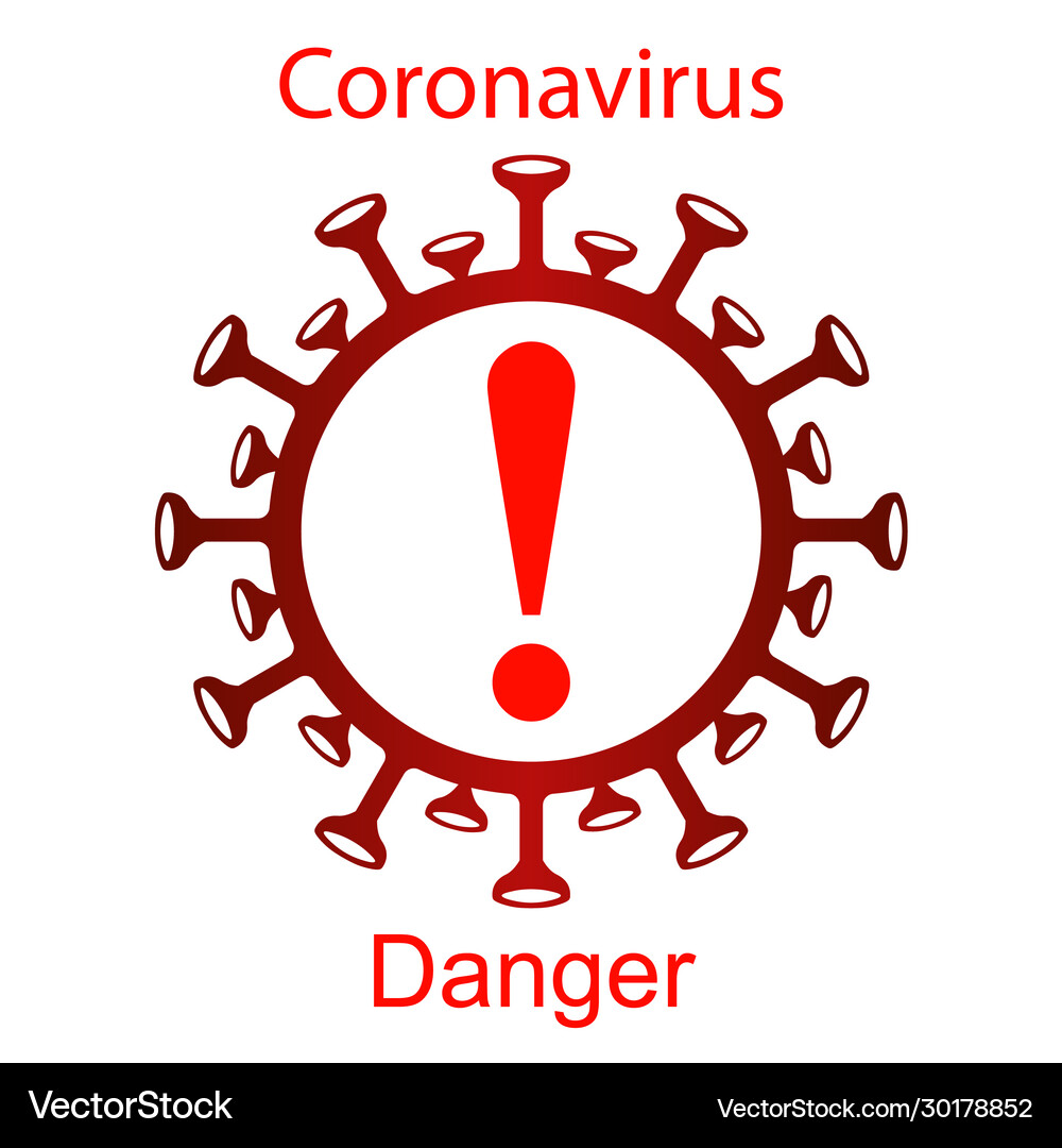 Red coronavirus sign with an exclamation mark Vector Image
