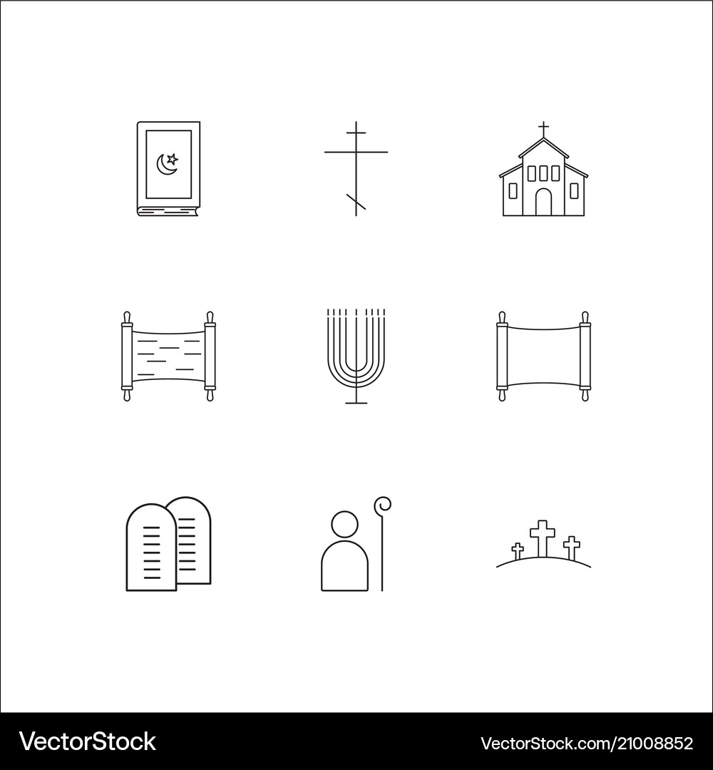 Religion outline icons set Royalty Free Vector Image