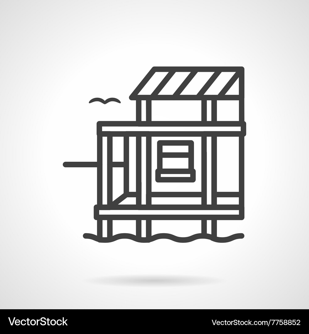 Riverside cottage black line design icon Vector Image