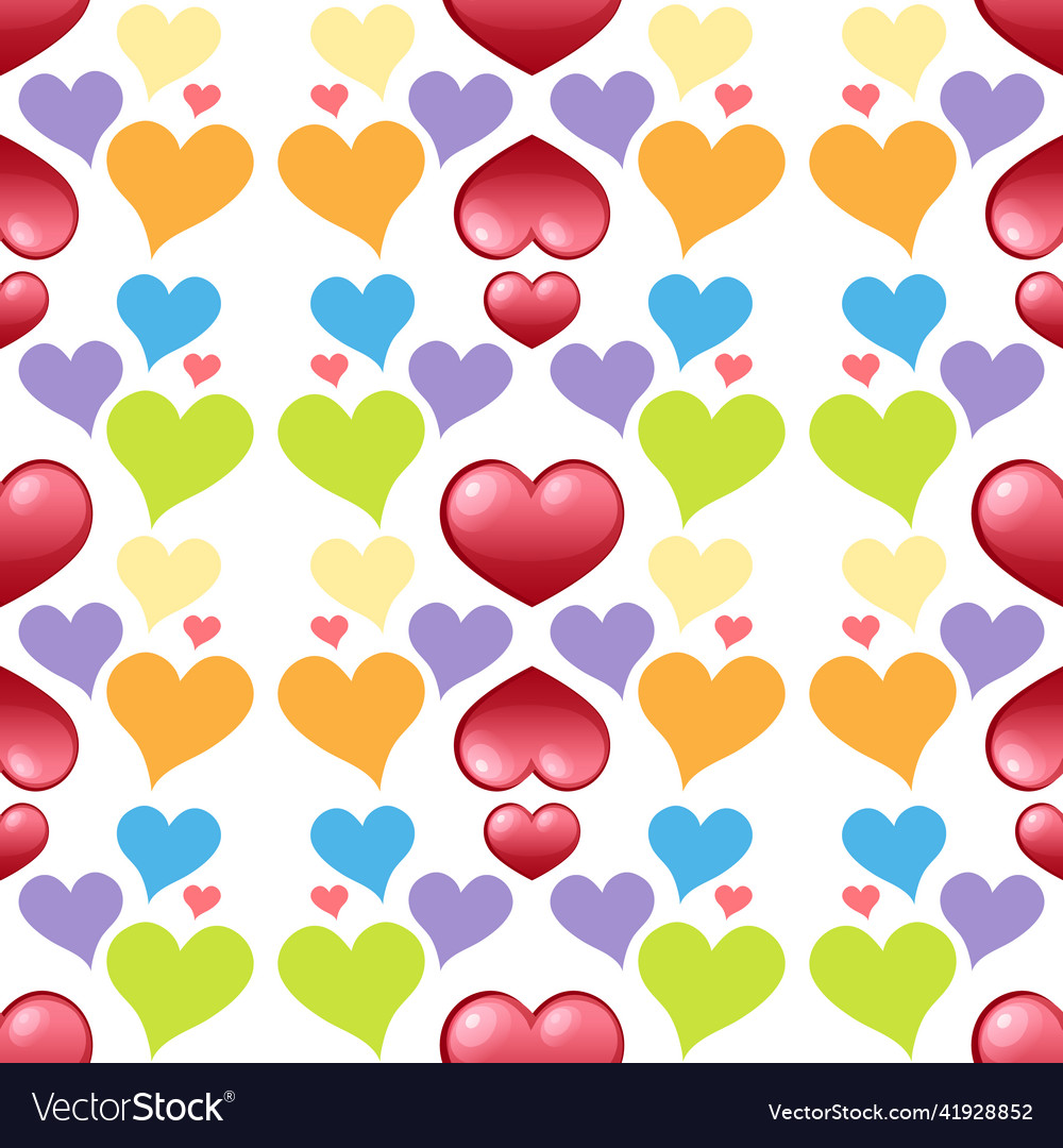 Seamless colourful heart pattern Royalty Free Vector Image