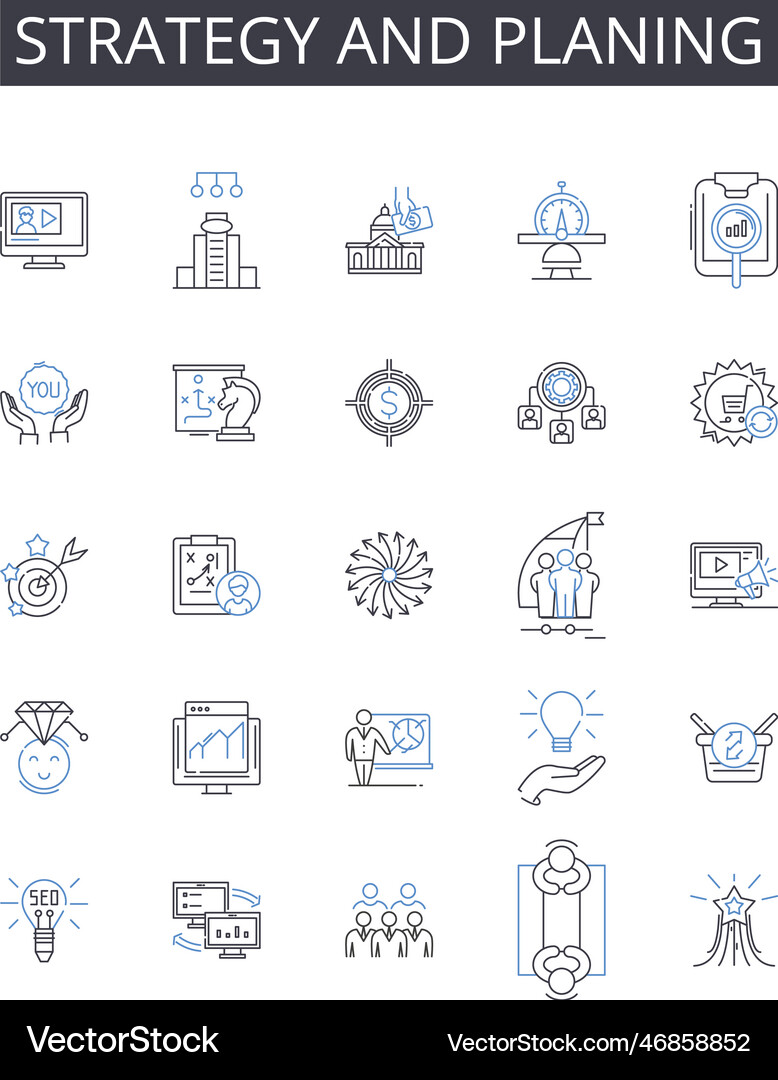 Strategy and planing line icons collection Vector Image