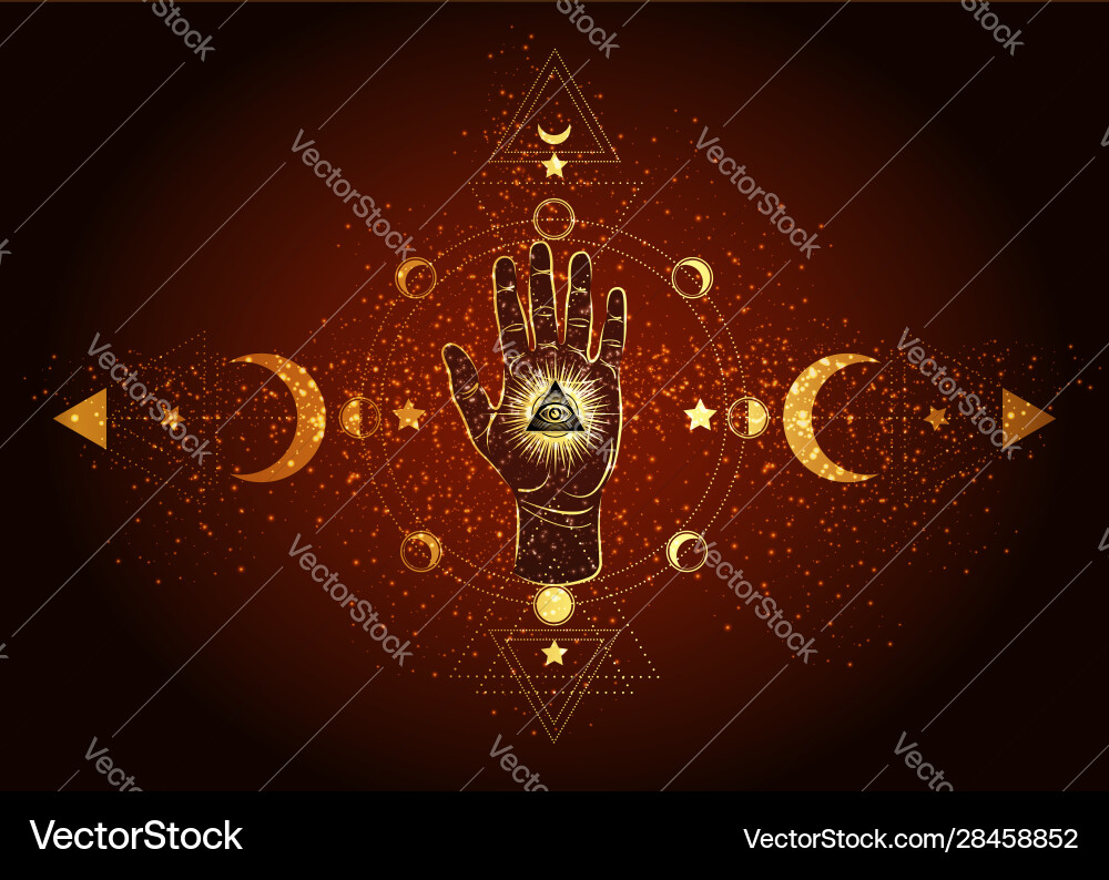 Third eye and hand esoteric spiritual icon Vector Image
