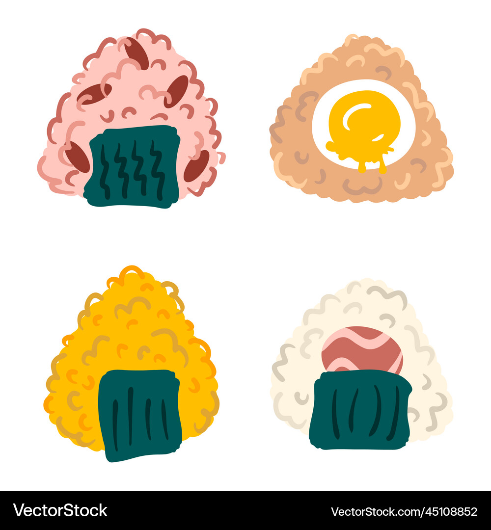Yaki umeboshi sekihan soft-boiled egg onigiri Vector Image