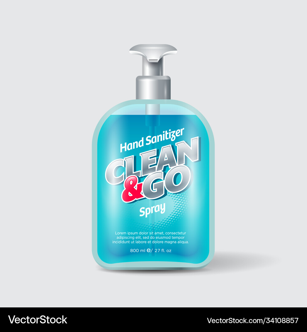 Clean and go antiseptic sanitizer label packaging Vector Image