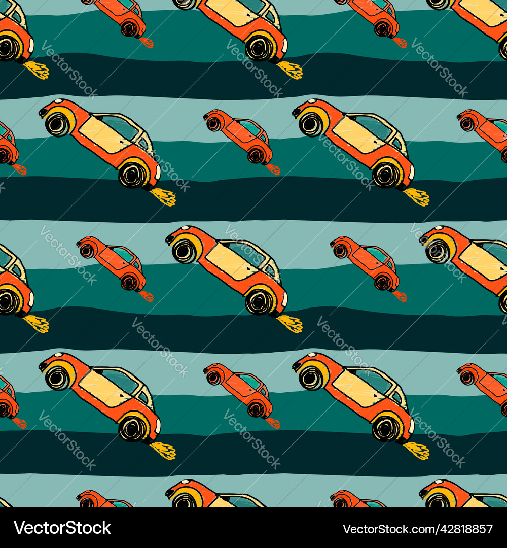 Cute sportcar seamless pattern transport Vector Image