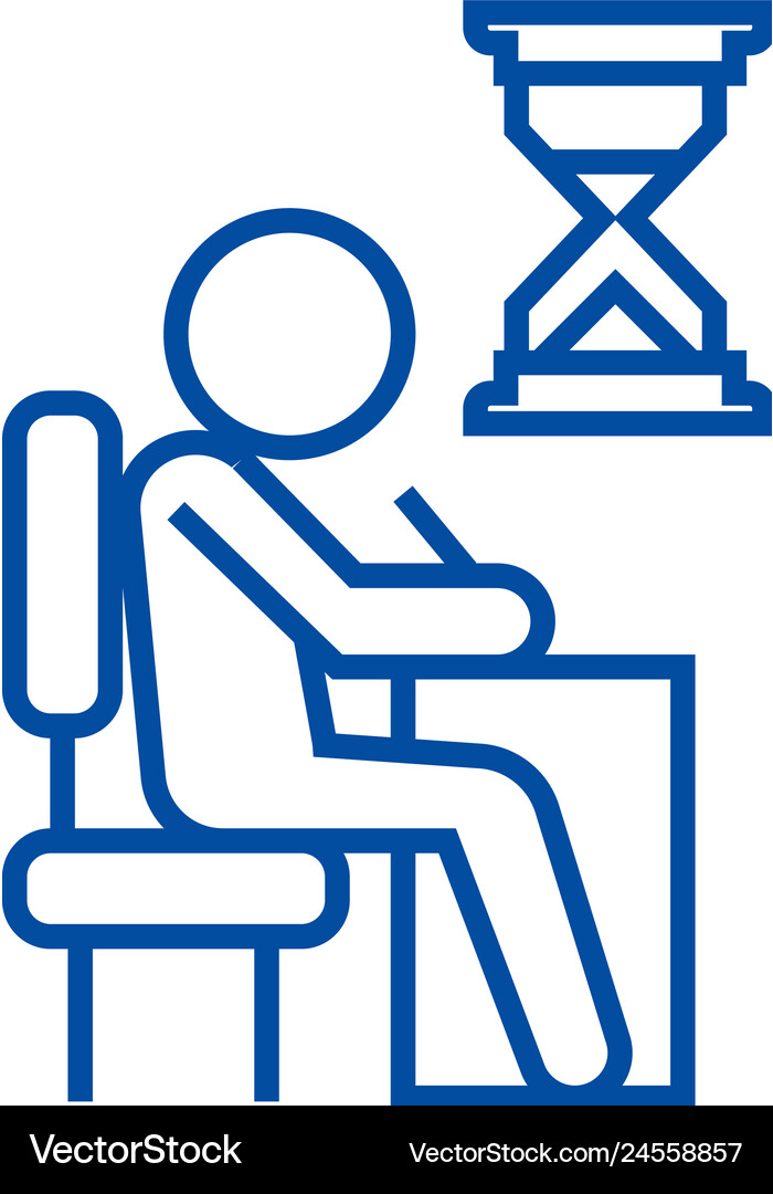 Examing test writing man at desk line icon Vector Image