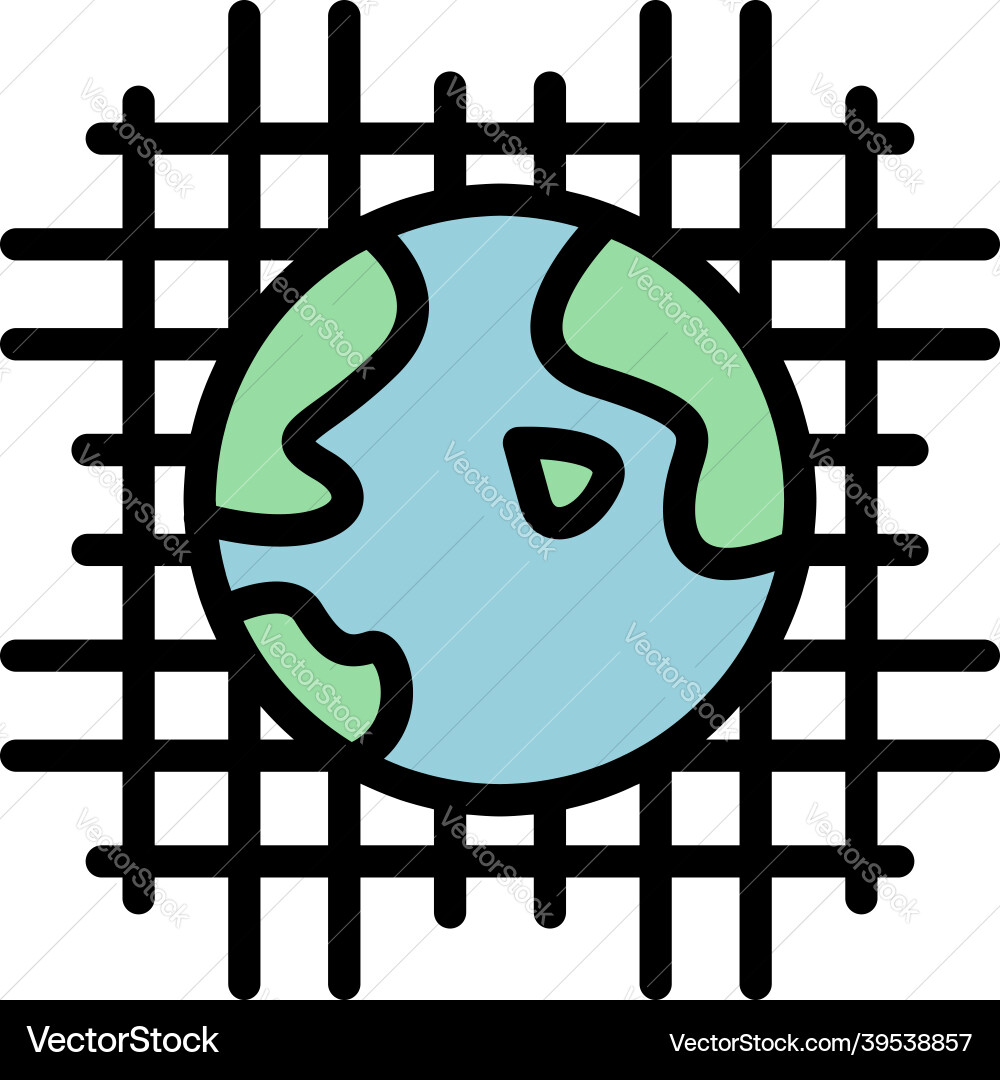 Global net interaction icon color outline Vector Image