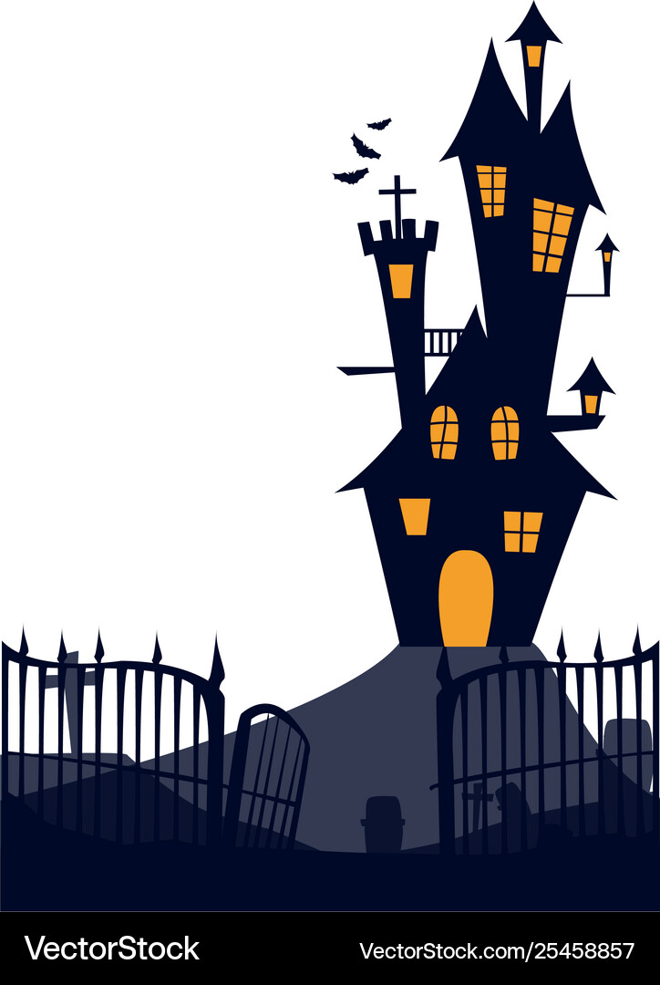 Halloween enchanted castle scene Royalty Free Vector Image