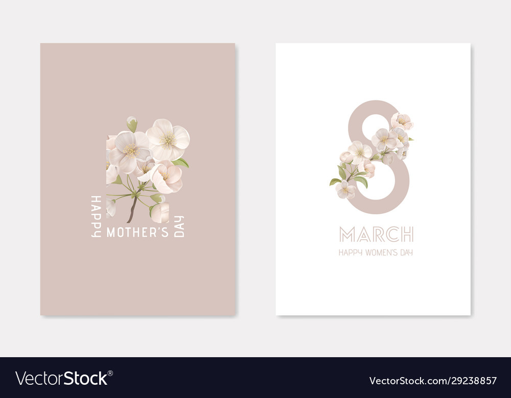Happy mothers day and 8 march stylish cards Vector Image
