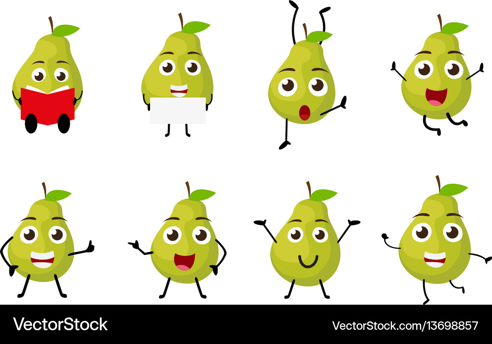 Happy pear cartoon character Royalty Free Vector Image