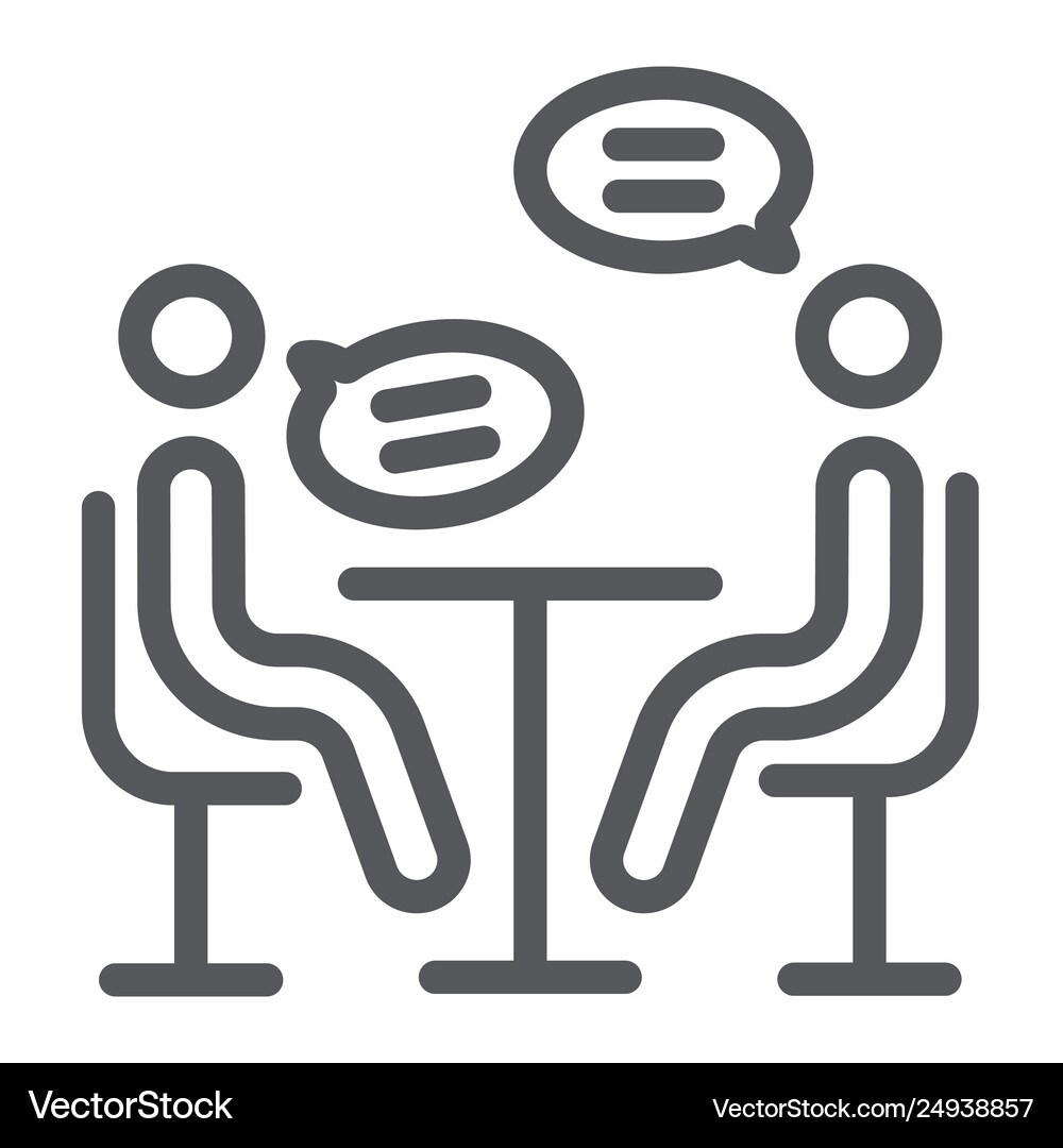Interview line icon conference and meeting Vector Image