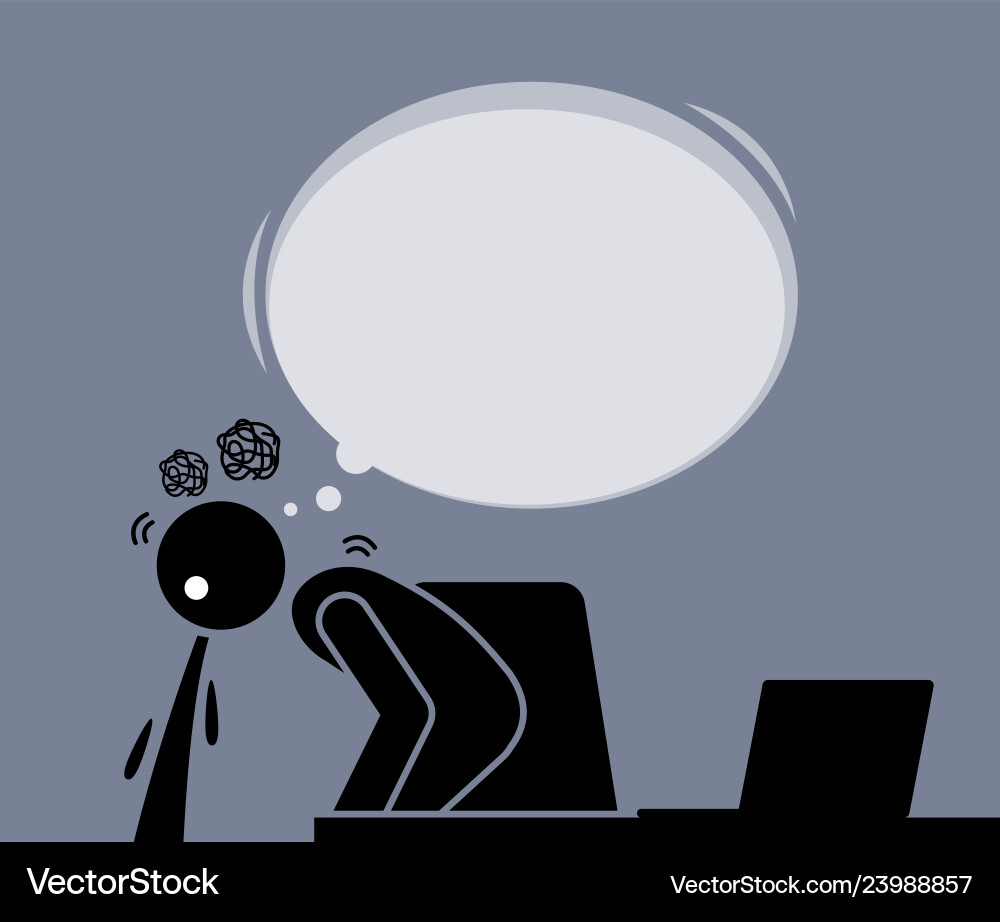 Man vomits and pukes after watching internet Vector Image