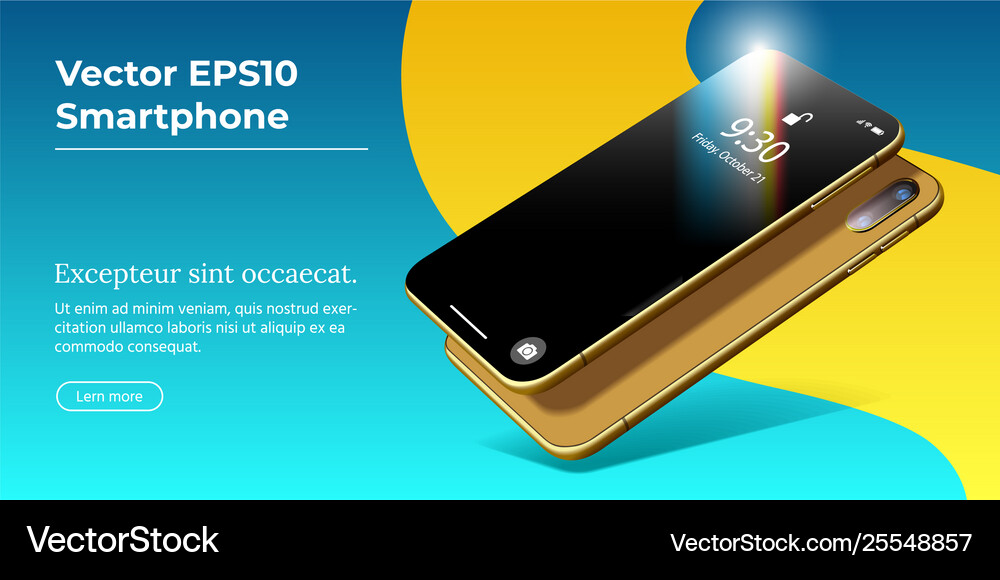 Modern mobile cell phone on colorful background Vector Image