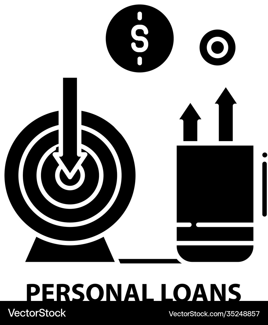 Personal loans icon black sign Royalty Free Vector Image