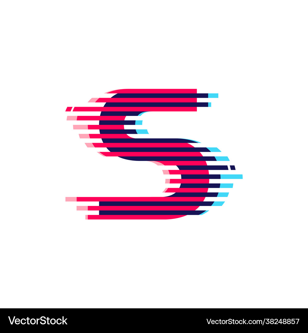 S letter logo with vibrant line glitch effect Vector Image