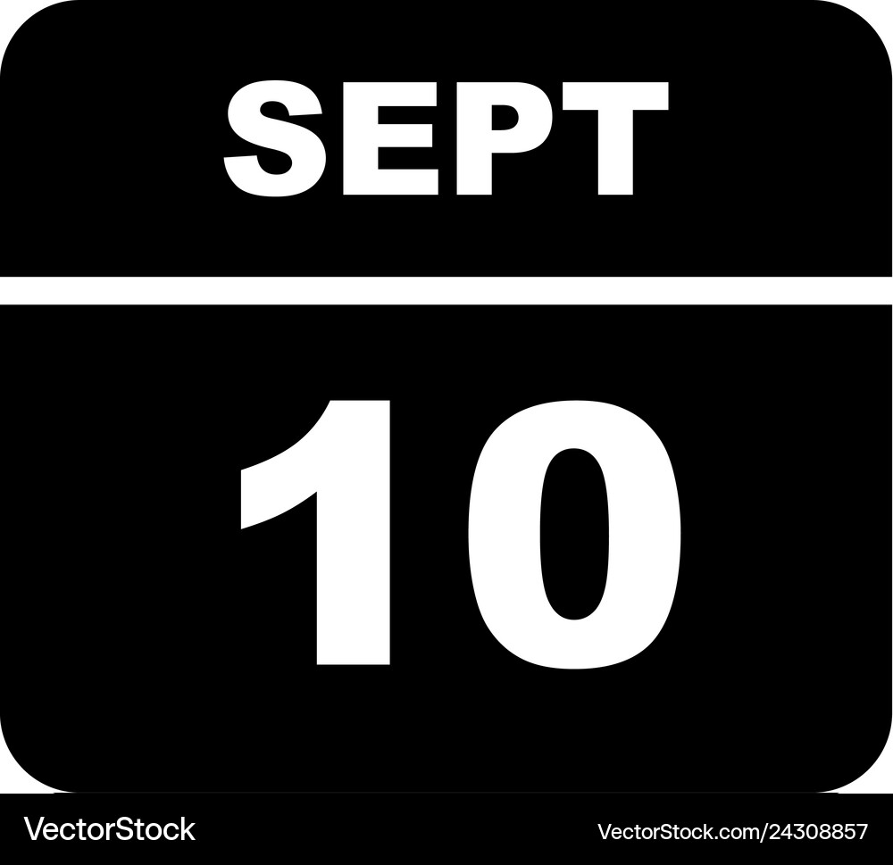 September 10th date on a single day calendar Vector Image